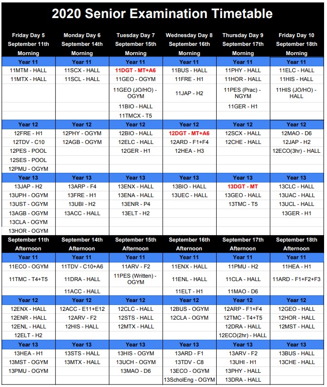 Course: Senior Examinations